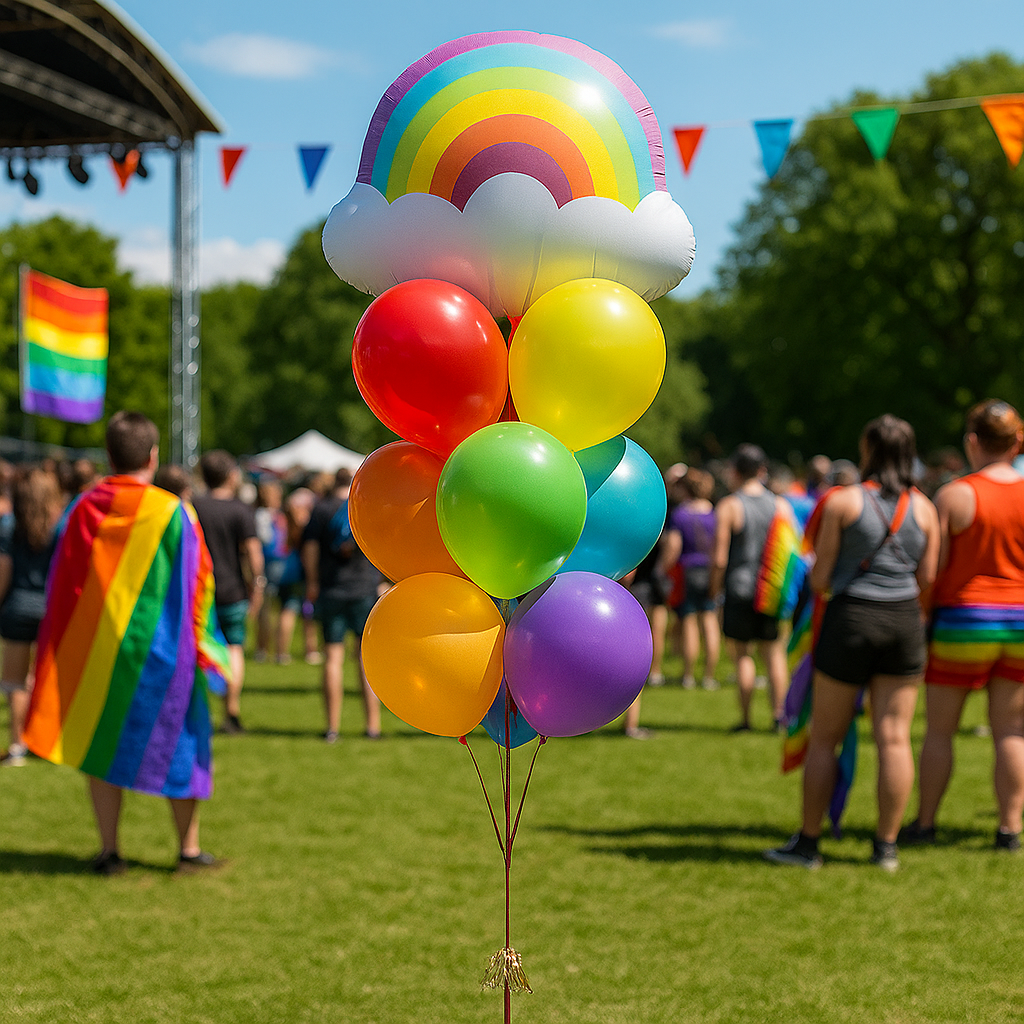 Rainbow fun splash helium bouquet | Edmonton Delivery – One Up Party Canada
